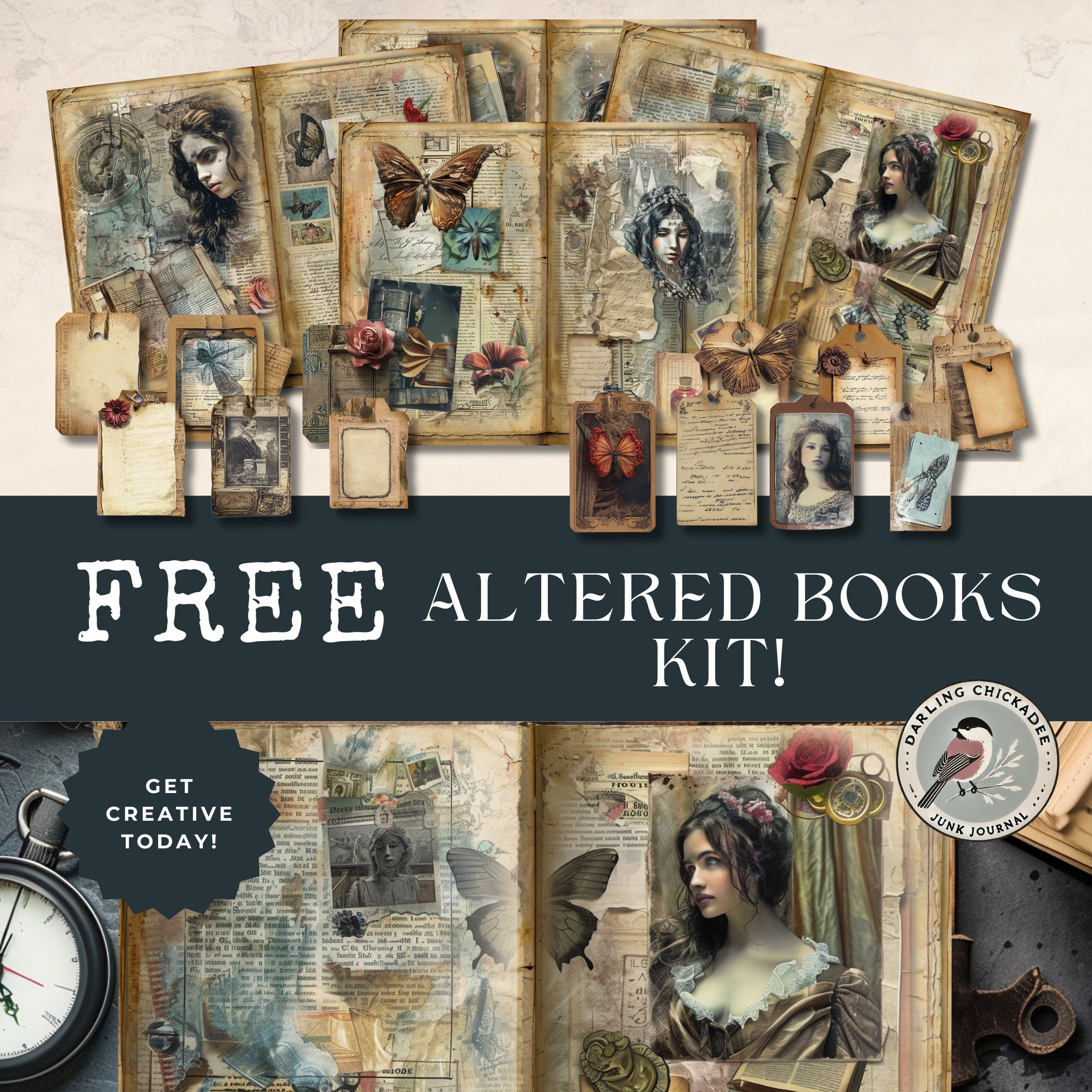 Free Altered Books Junk Journal Kit | Printable Ephemera by