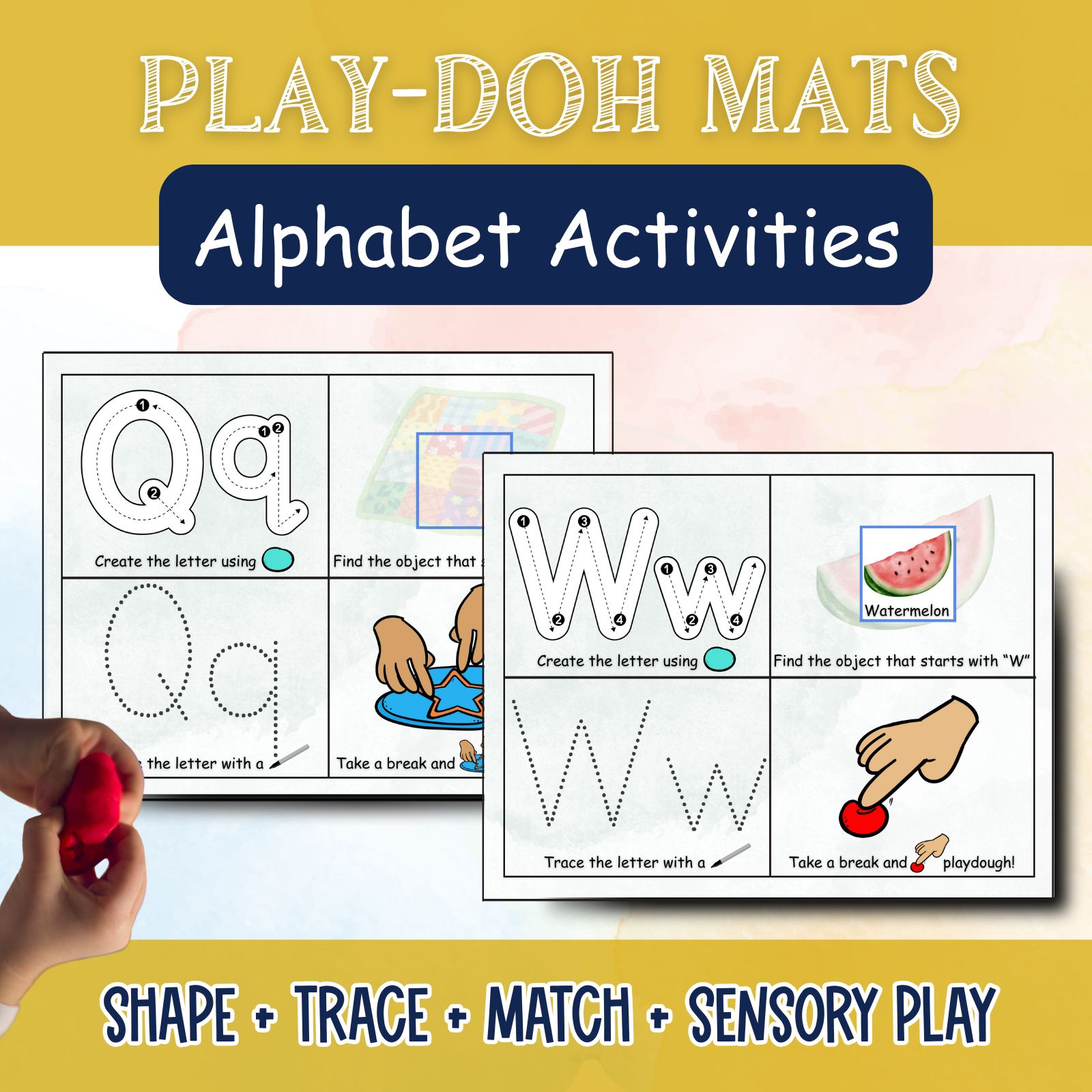 Free Printable Playdough Mats for Letters, Numbers, & Sight