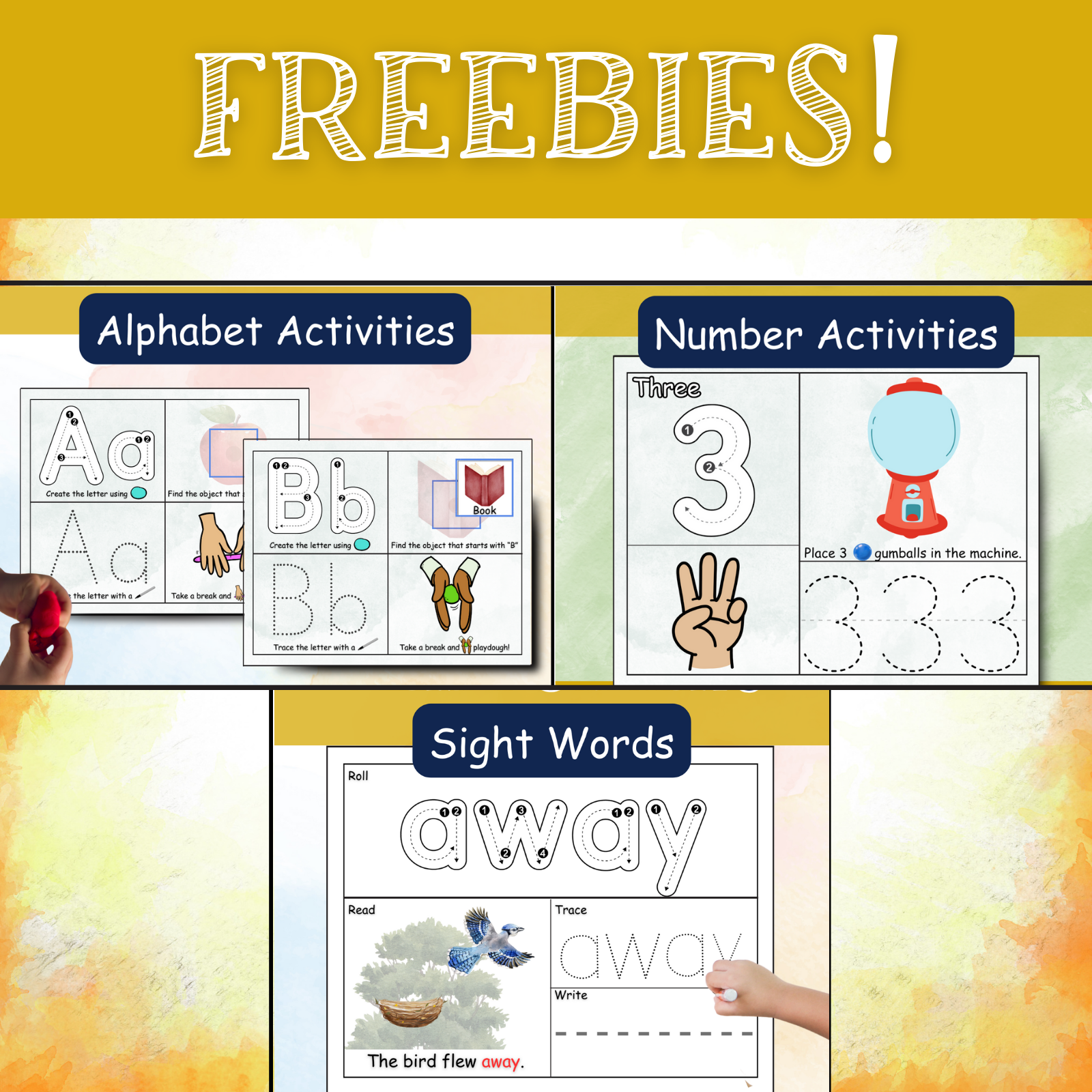 Free Printable Playdough Mats for Letters, Numbers, & Sight