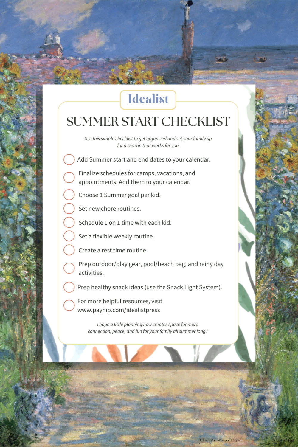 Free Summer Checklist for Moms-Planning Made Simple