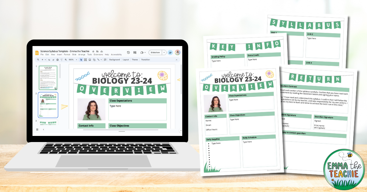 Science Syllabus Template by Emma the Teachie