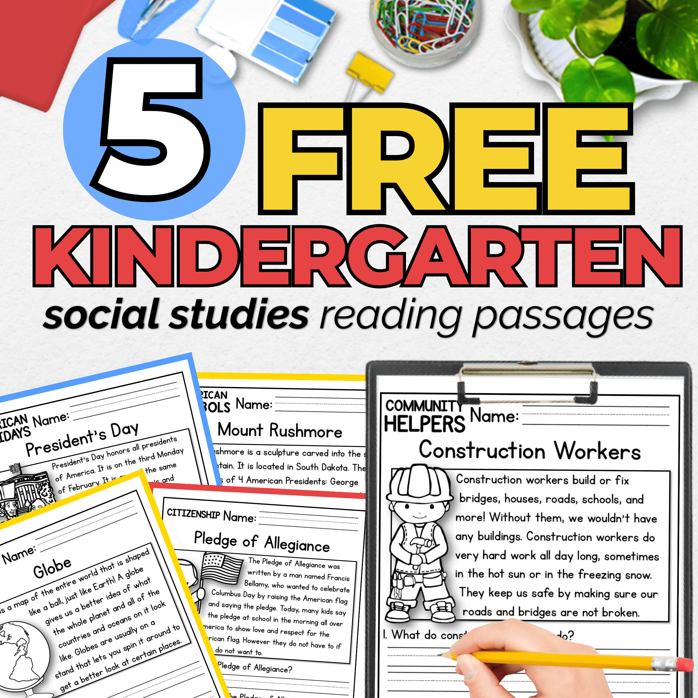 Free Kindergarten Social Studies Reading Passages