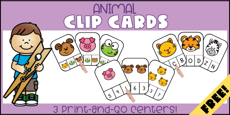 FREE Animal Clip Cards