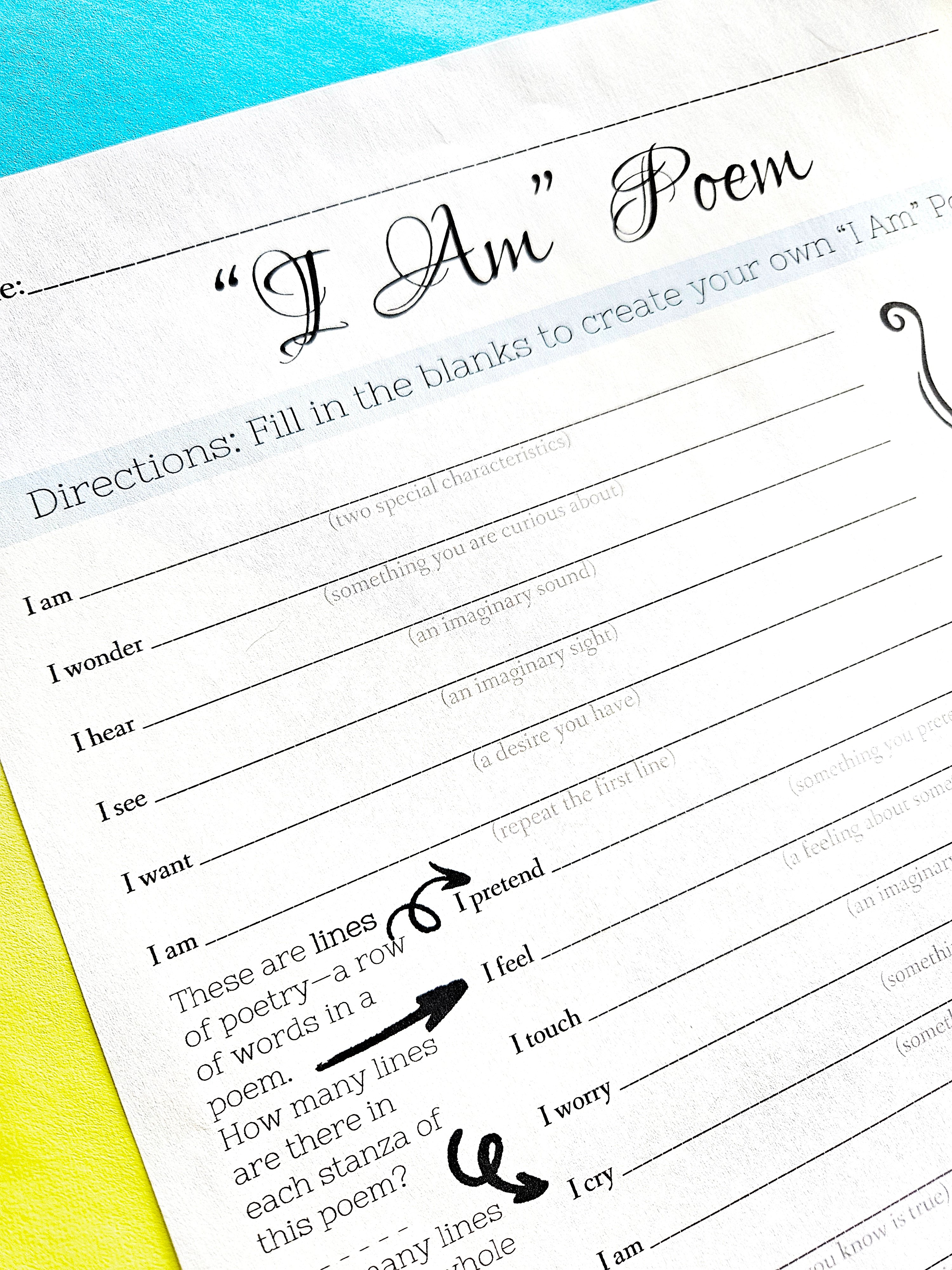 FREE "I Am" Poem Lesson Sign Up Page