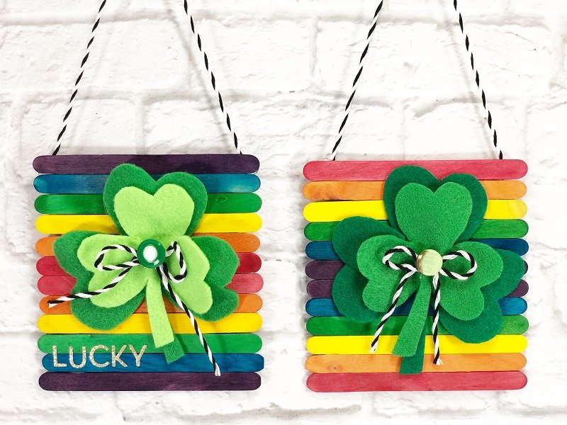 Dollar Tree Rainbow Craft Stick Shamrock Sign