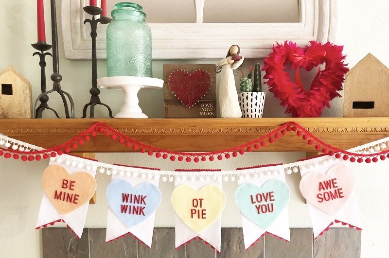 Conversation Candy Heart Banner a Valentine's Day DIY