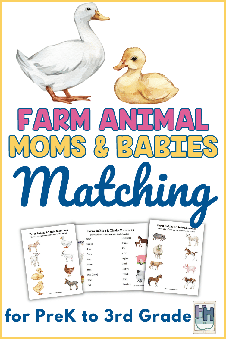Farm Animals: Moms and Babies Matching Worksheets