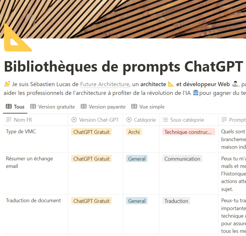 Bibliothèque de prompts ChatGPT pour l'architecture