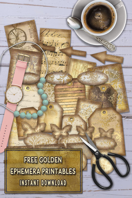 FREE PRINTABLES: Golden Ephemera Embellishments