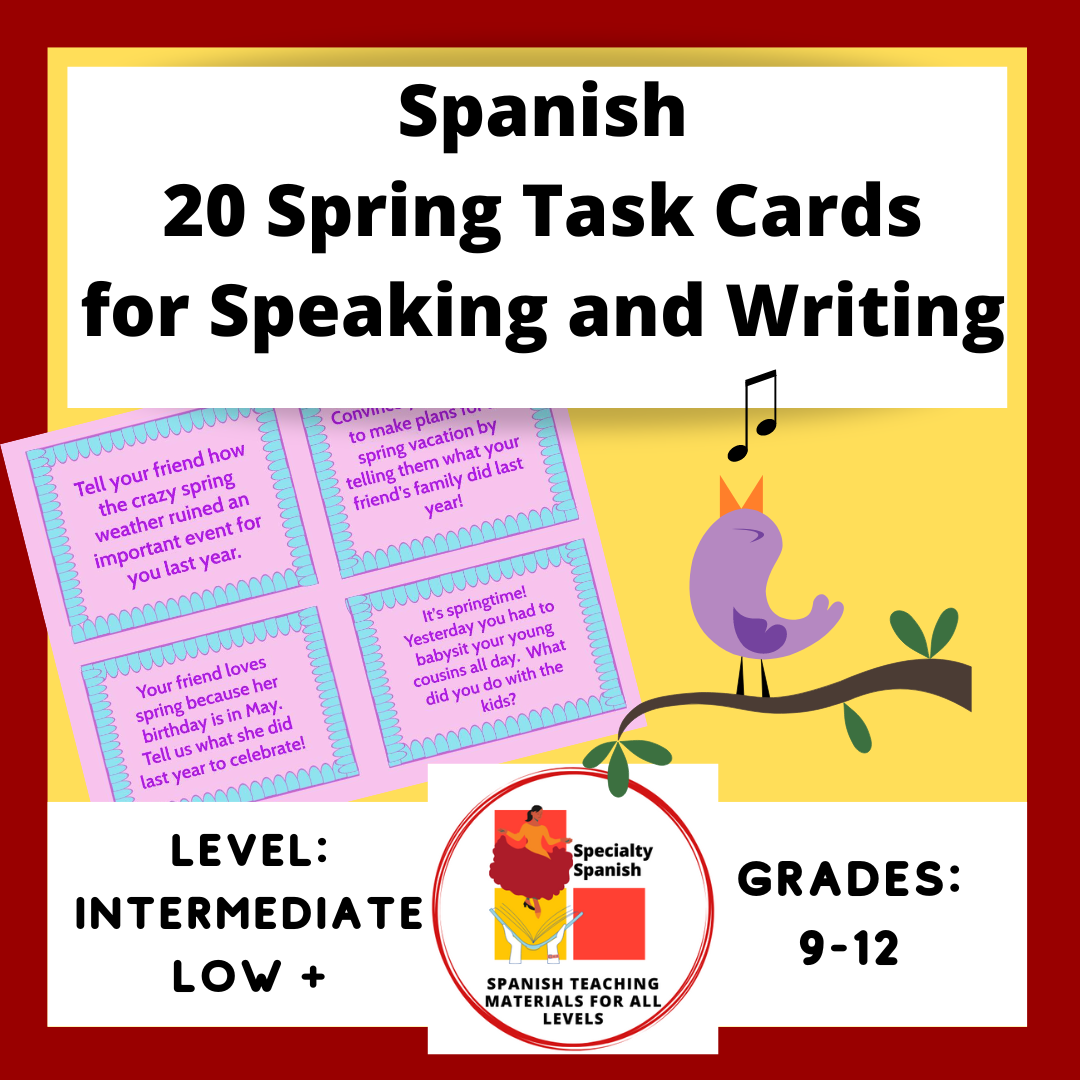 Free Spanish Spring-themed Task Cards
