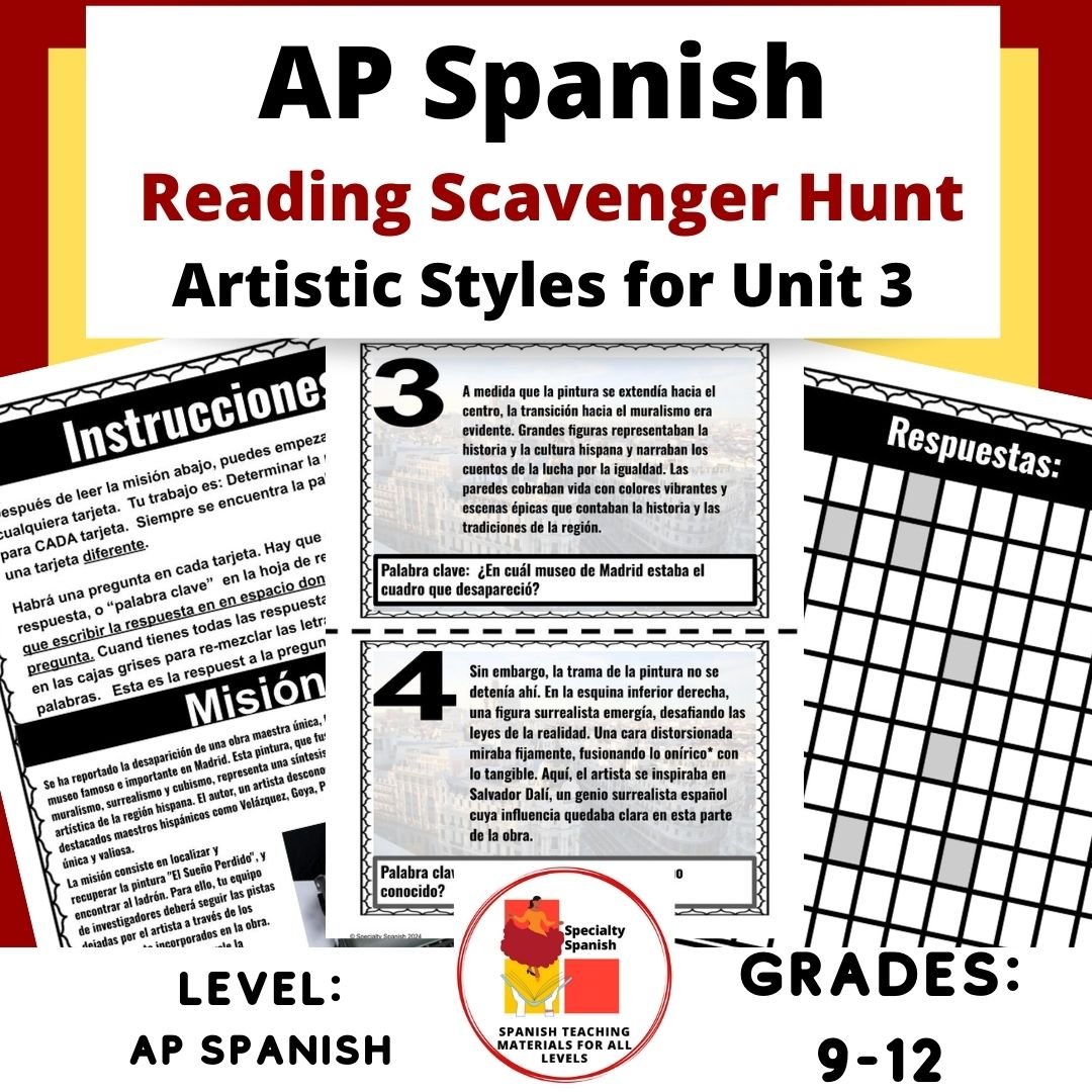 Free AP Spanish Art Styles Scavenger Hunt