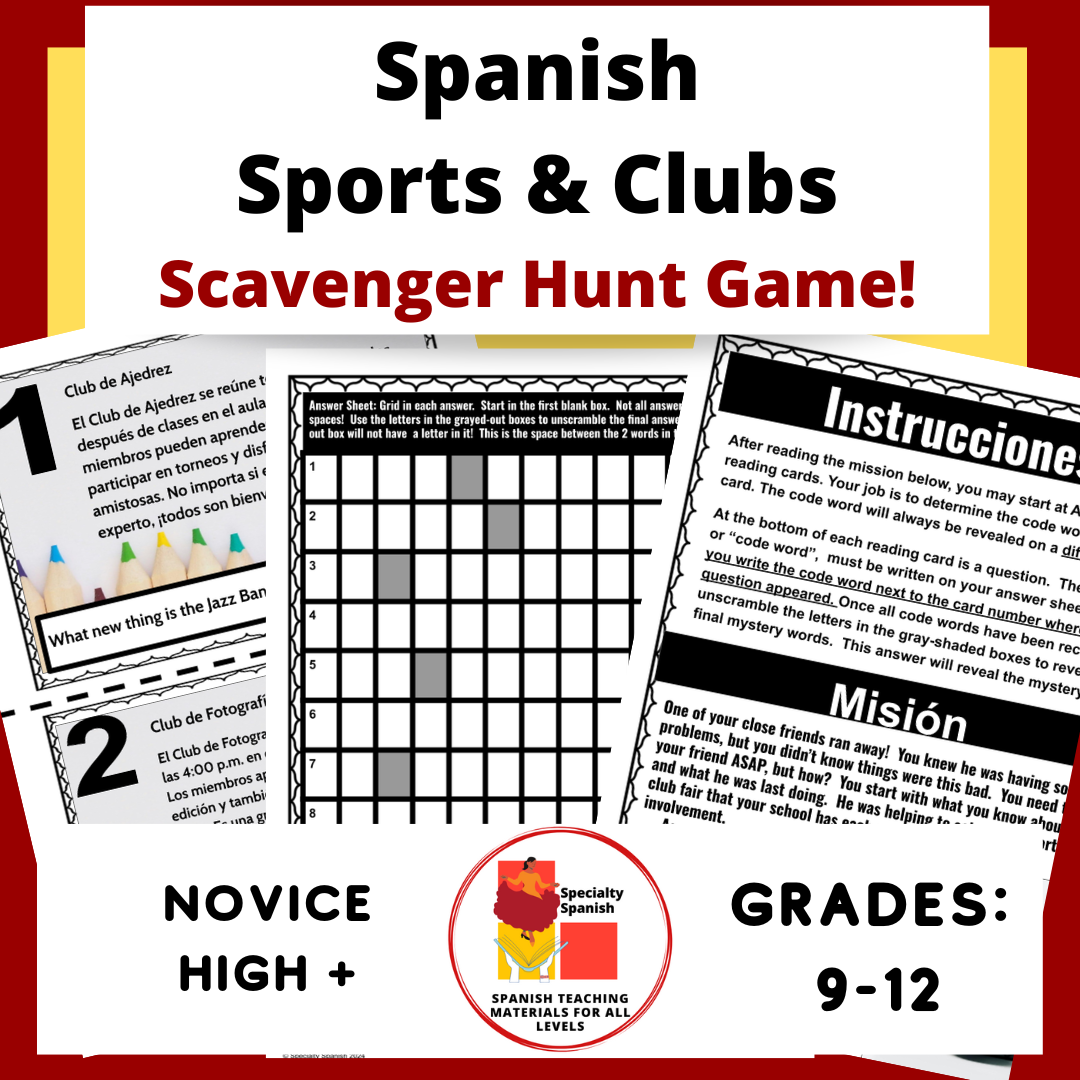 Spanish BTS Scavenger Hunt Freebie