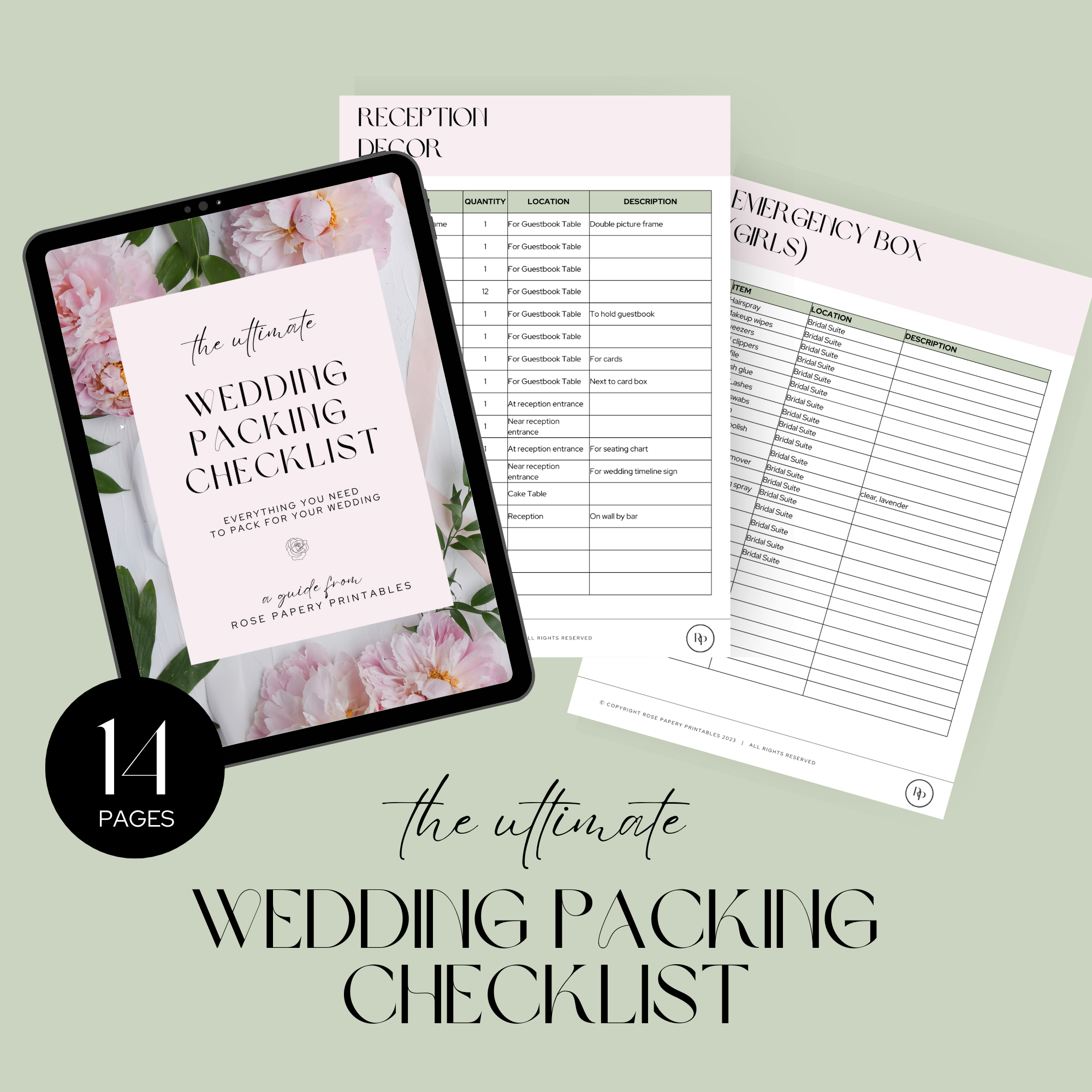 Rose Papery - The Ultimate Wedding Packing Checklist