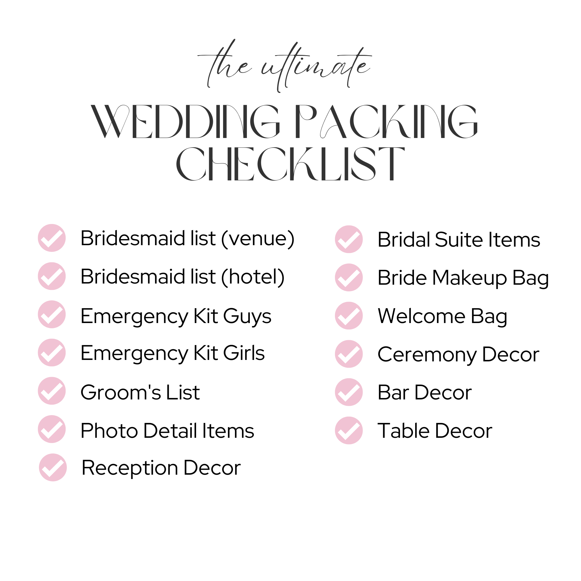 Rose Papery - The Ultimate Wedding Packing Checklist