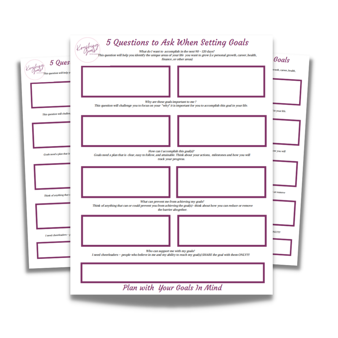 Goal Setting Questionnaire Printable