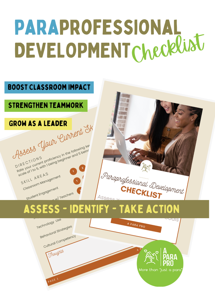 FREE ParaProfessional Development Self-Assessment Checklist