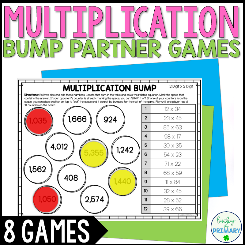 Multiplication Bump Game for 4th and 5th Grade Math