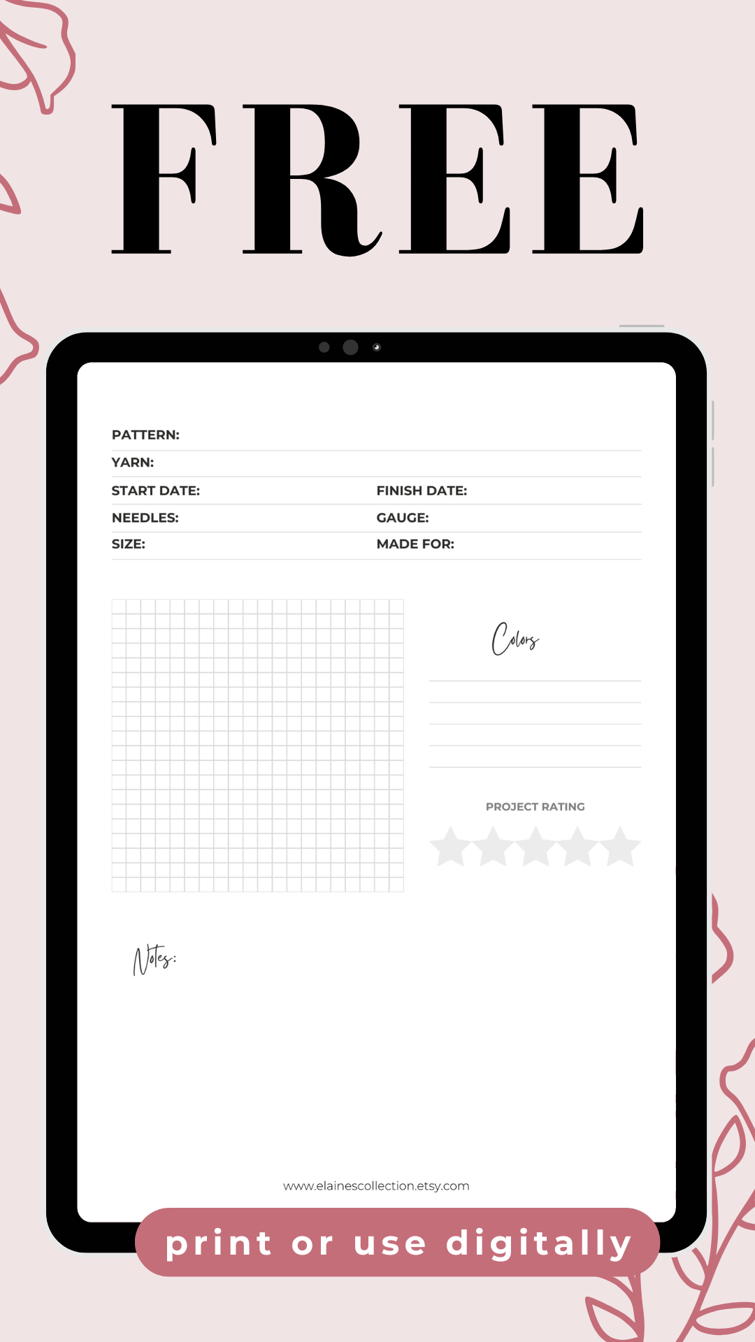 Free Knitting Planner PDF