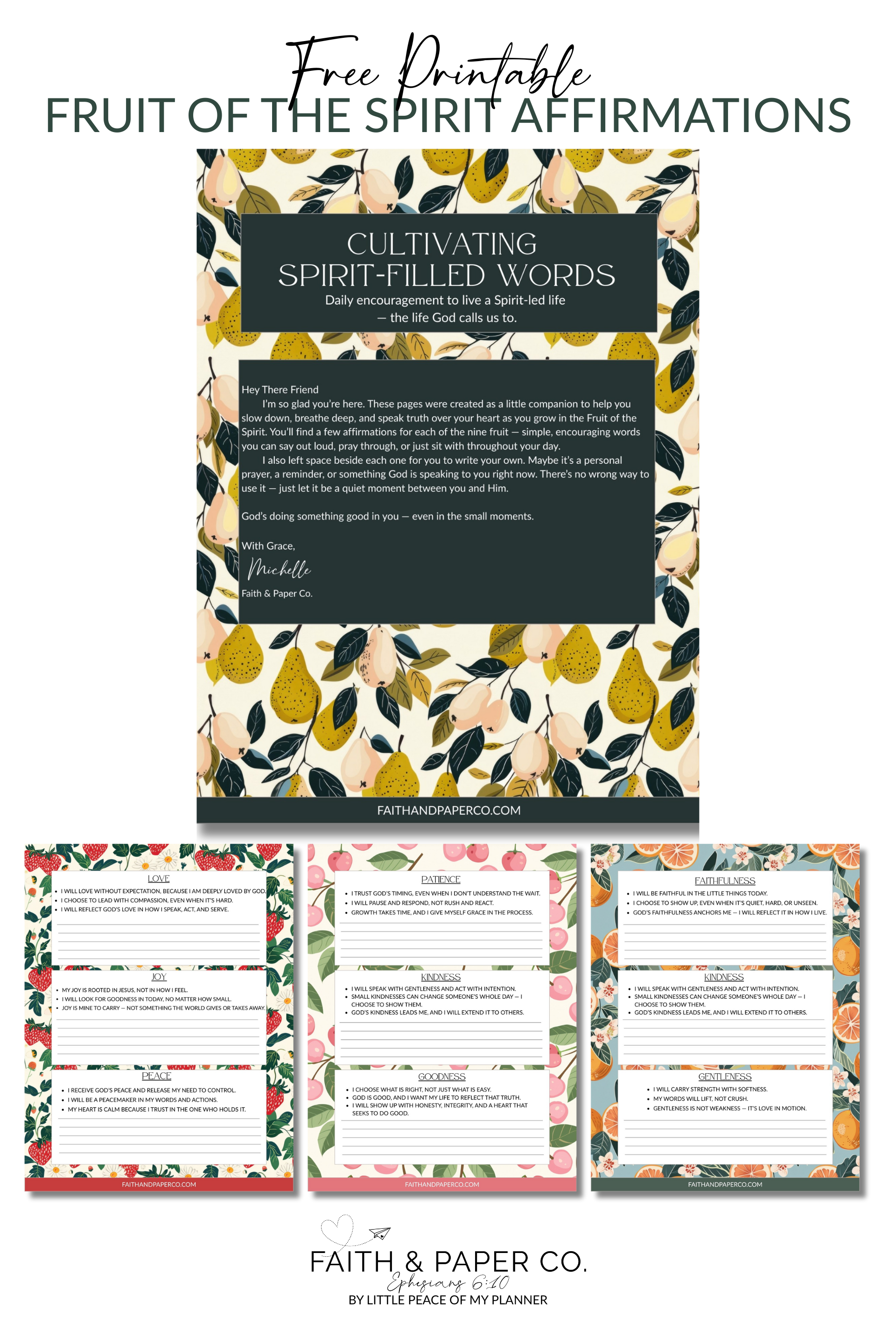 Free Fruit of the Spirit Affirmations Printable