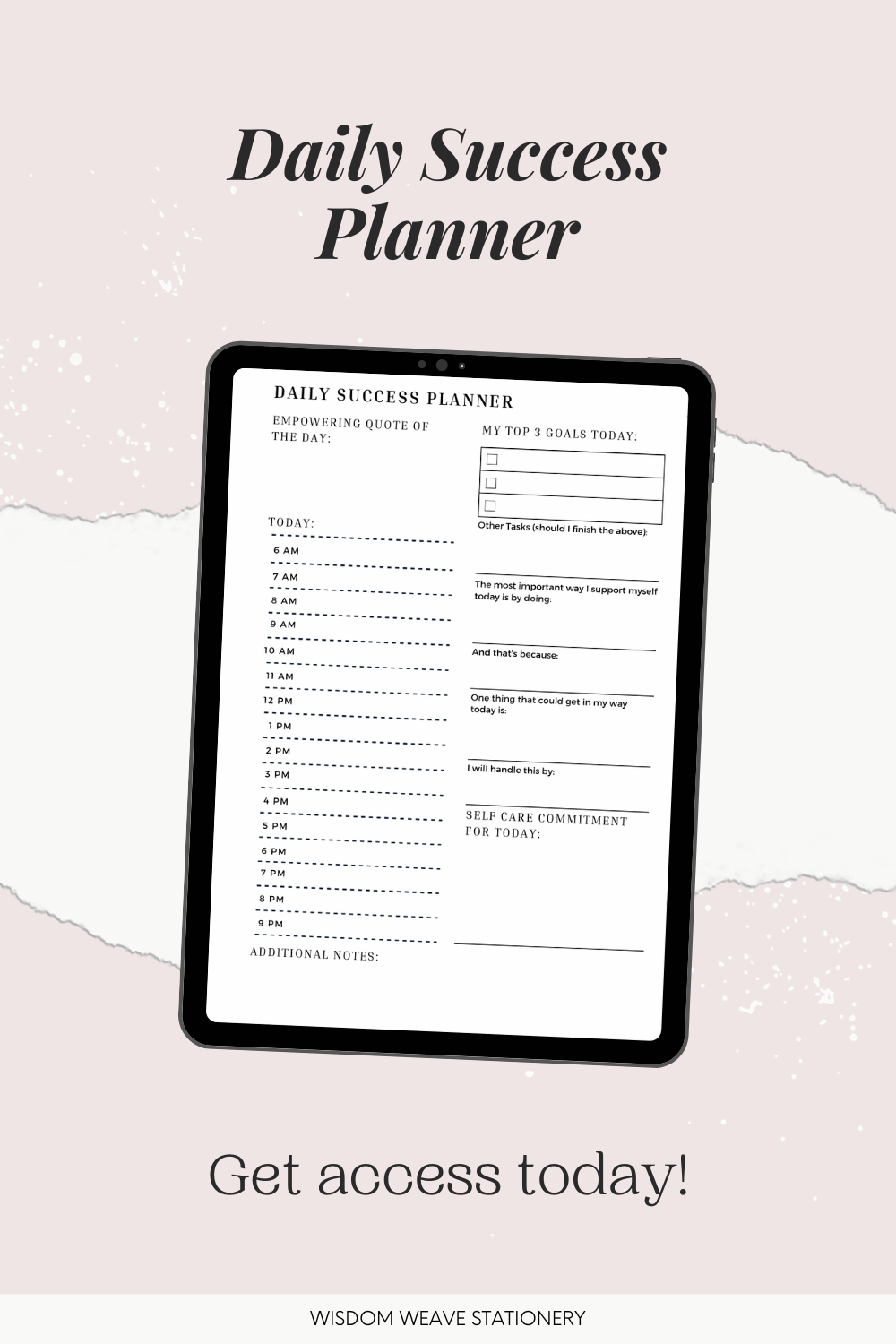 Wisdom Weave Stationery - Daily Success Planner