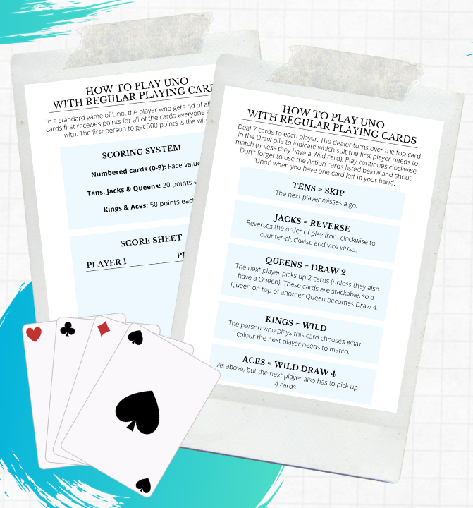 How To Play Uno With Regular Playing Cards (+ Cheat Sheets)