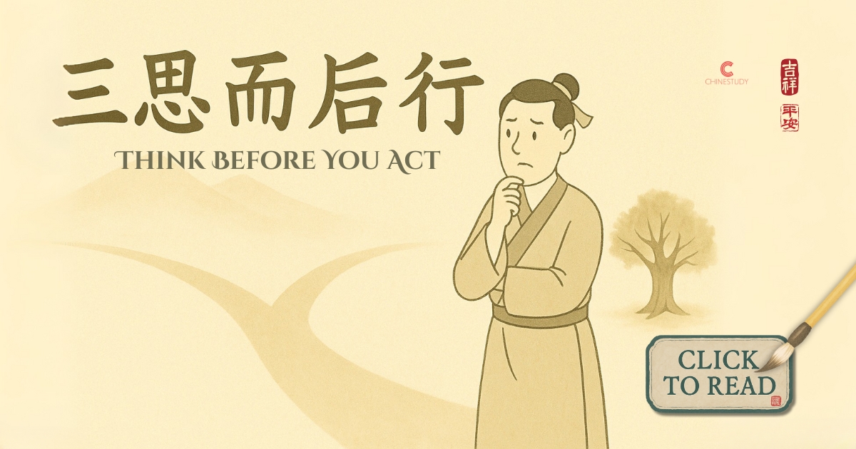 三思而后行 sān sī ér hòu xíng – Meaning, Story, and Real-Life Usage | Chinestudy