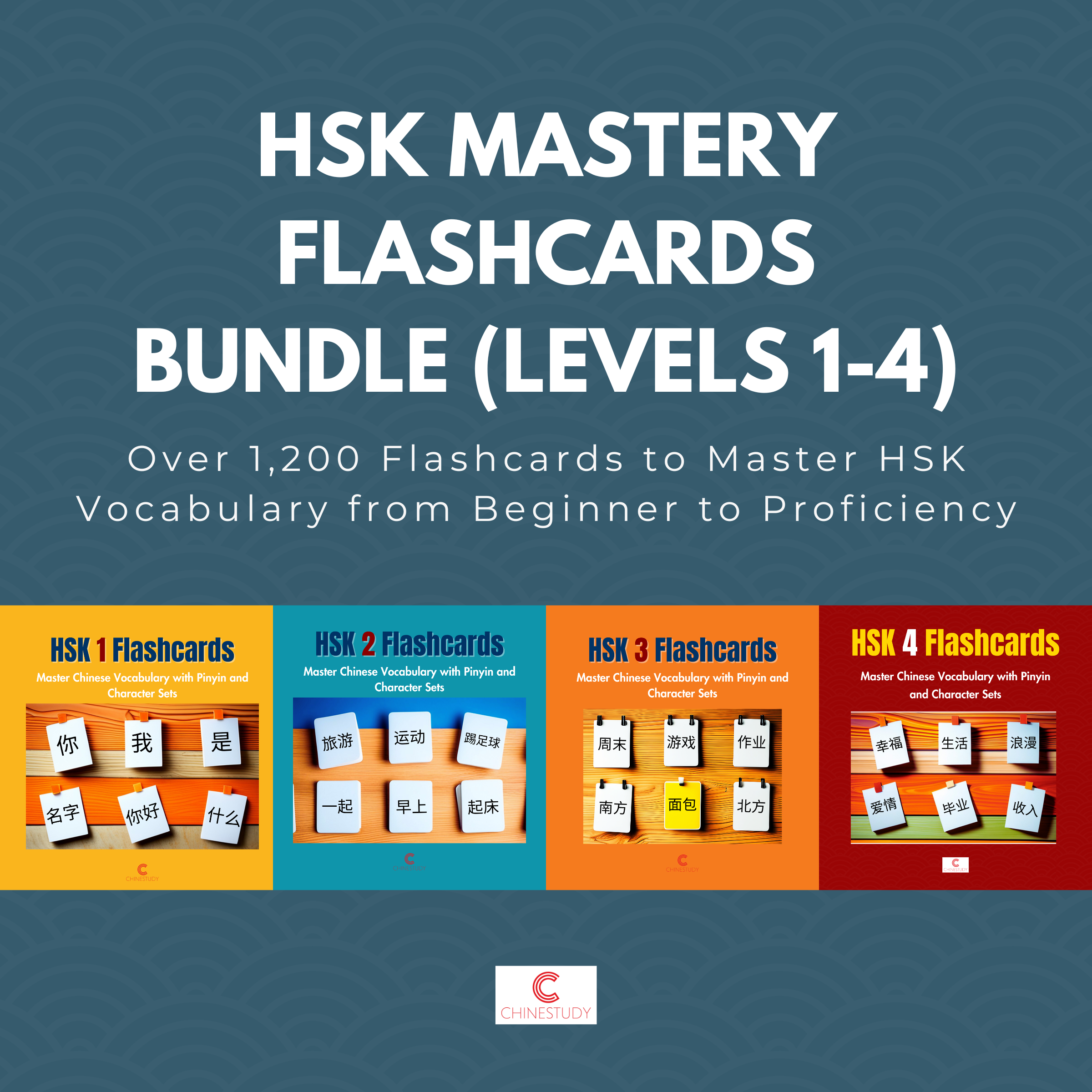 HSK Mastery Flashcards Bundle Levels 1-4 | Chinestudy
