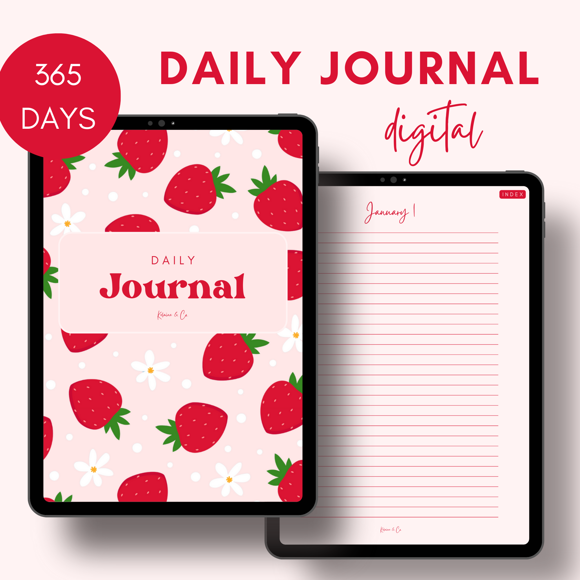 Free Pink Strawberry Daily Digital Journal
