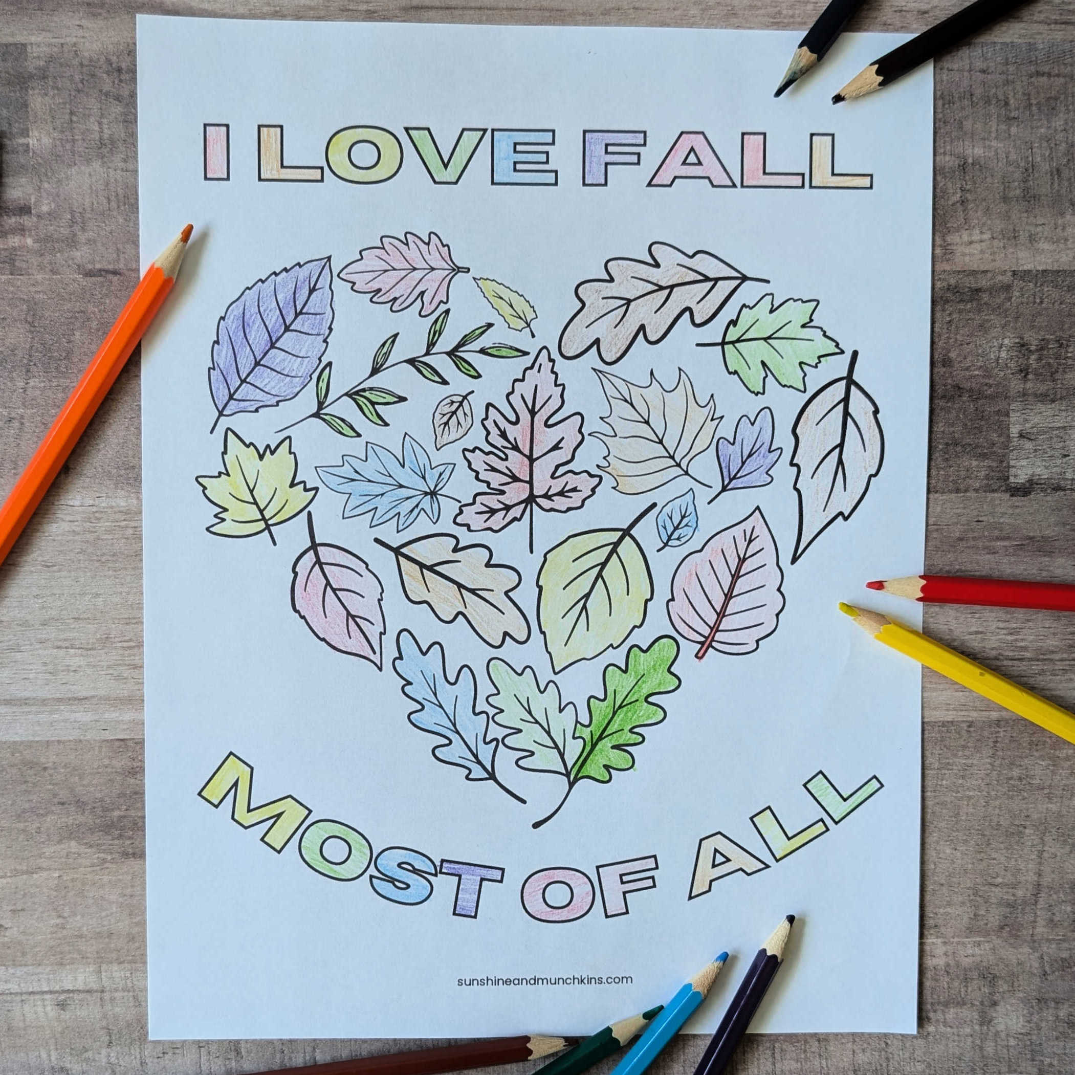 I Love Fall Most of All: Printable Coloring Page for Fall - Sunshine ...