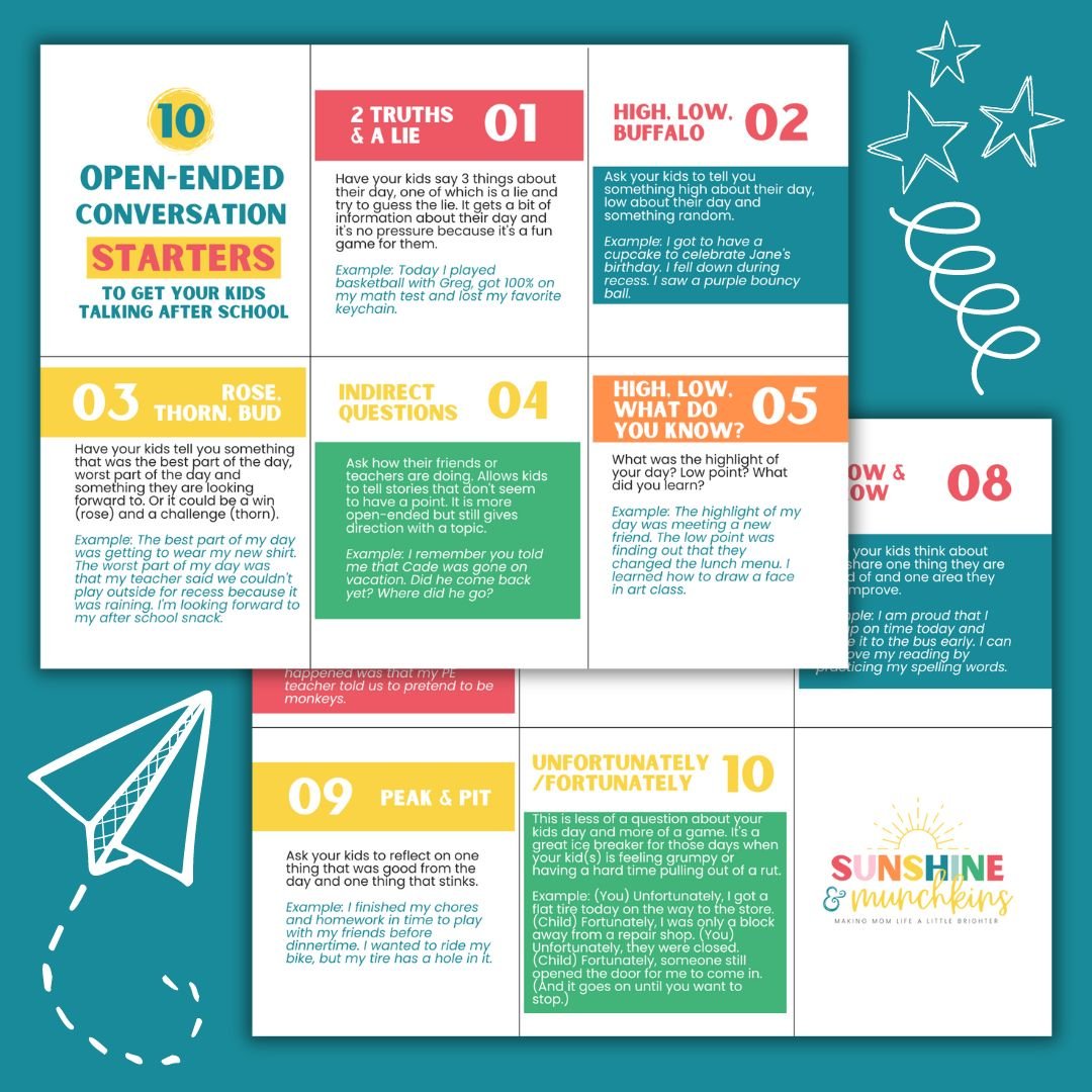 10 Open-Ended Conversation Starter Cards for Parents and Kids ...