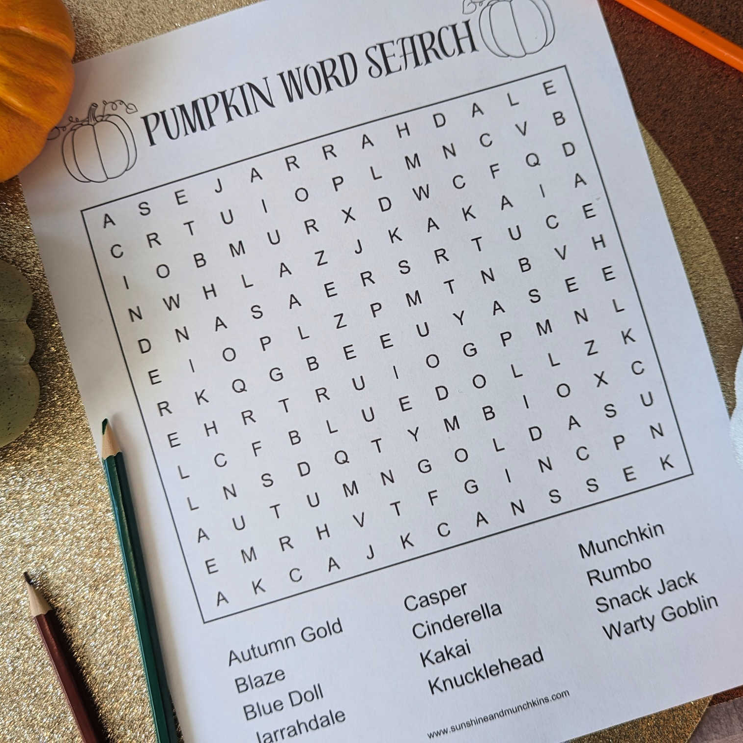 {FREE} Pumpkin Word Search Printable - Sunshine and Munchkins