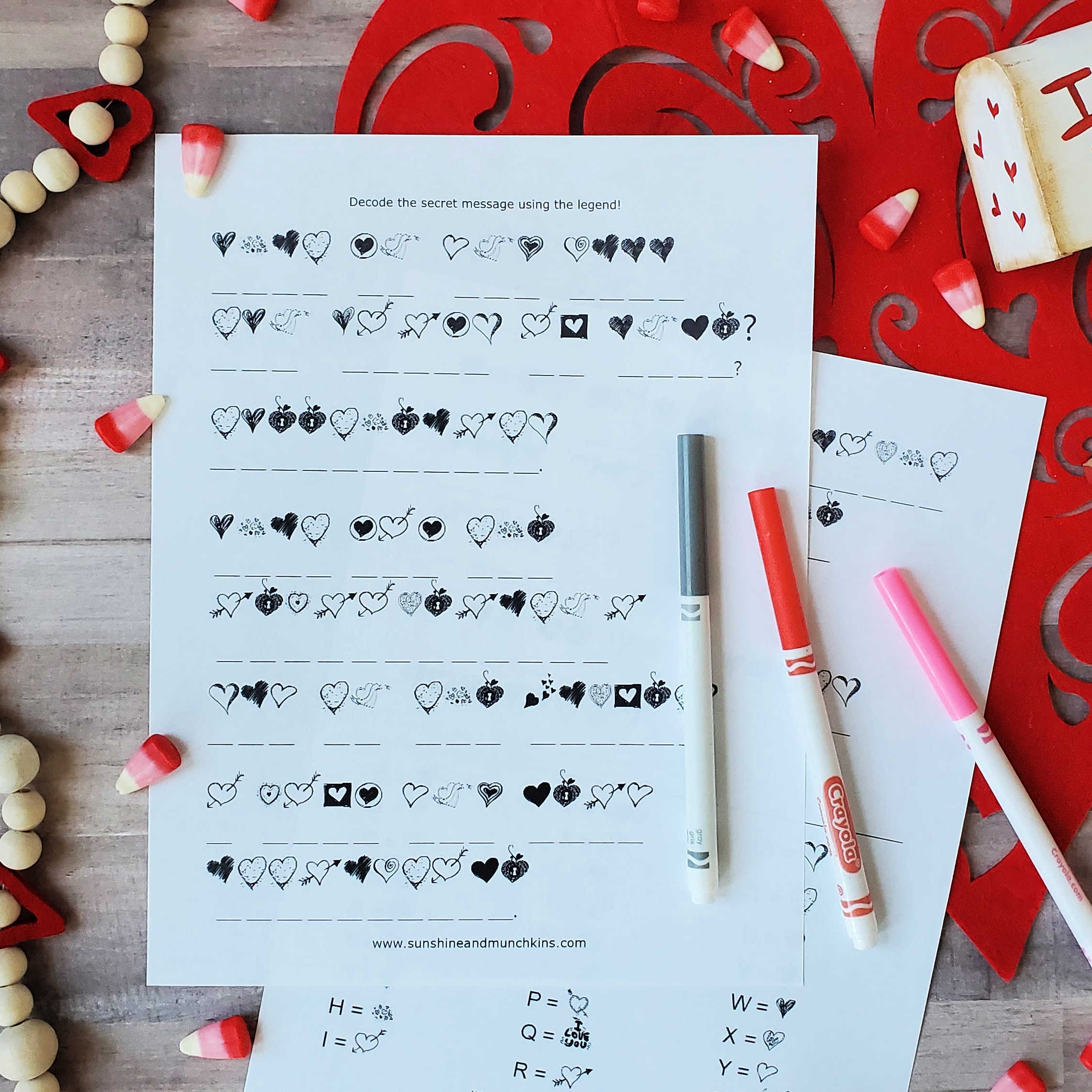 Valentine's Kids Jokes Decoding Activity - Sunshine and Munchkins