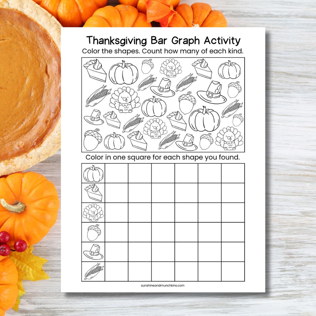 {FREE} Thanksgiving Graphing Printable for Kids - Sunshine and Munchkins